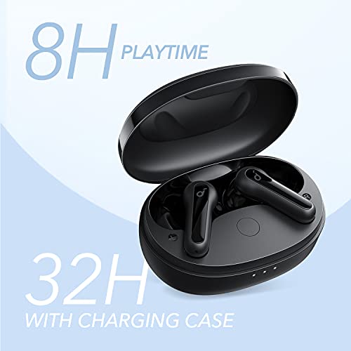 Soundcore by Anker Life P2 Mini True Wireless Earbuds, 10mm Drivers with Big Bass, Custom EQ, Bluetooth 5.2, 32H Playtime, USB-C for Fast Charging, Tiny Size for Commute, Work (Black)