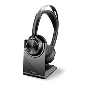 poly – voyager focus 2 uc usb-a headset with stand (plantronics) – bluetooth (stereo) with boom mic – pc/mac compatible – active noise canceling – works w/ teams, zoom (certified) & more