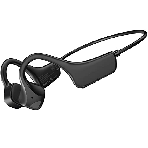 Bone Conduction Headphones,Bluetooth Wireless Open Ear Sport Headphone with Mic,Waterproof Sweatproof Conducting Headset Induction Earphones for Running,Cycling,Walking,Workout,Gym,Work(Black)