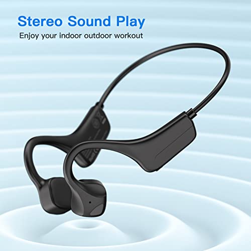 Bone Conduction Headphones,Bluetooth Wireless Open Ear Sport Headphone with Mic,Waterproof Sweatproof Conducting Headset Induction Earphones for Running,Cycling,Walking,Workout,Gym,Work(Black)