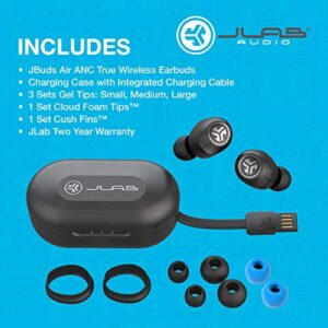 JLab JBuds Air ANC True Wireless Bluetooth Earbuds | Black | Active Noise Canceling | Low Latency Movie Mode | Dual Connect | IP55 Sweat Resistance | Custom 3 EQ Sound Settings