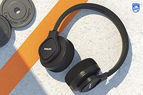 Philips A4216 Wireless Sports Headphones, up to 35 Hours Play time, Washable Cooling Ear-Cup Cushions, IP55 Water/dust Protection, Bluetooth + 3.5 mm Audio Port, Built-in Microphone TAA4216BK