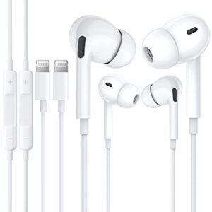 2 Pack-iPhone Earbuds with Lightning Connector(Built-in Microphone & Volume Control) in-Ear Stereo Headphone Headset Compatible with iPhone 12/SE/11/X/8/ipad - All iOS System[Apple MFi Certified]