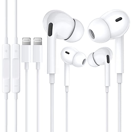 2 Pack-iPhone Earbuds with Lightning Connector(Built-in Microphone & Volume Control) in-Ear Stereo Headphone Headset Compatible with iPhone 12/SE/11/X/8/ipad - All iOS System[Apple MFi Certified]