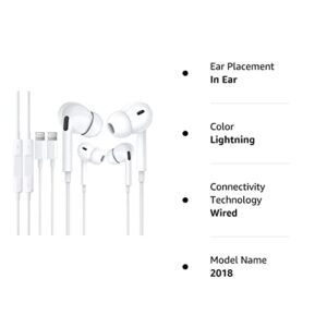 2 Pack-iPhone Earbuds with Lightning Connector(Built-in Microphone & Volume Control) in-Ear Stereo Headphone Headset Compatible with iPhone 12/SE/11/X/8/ipad - All iOS System[Apple MFi Certified]