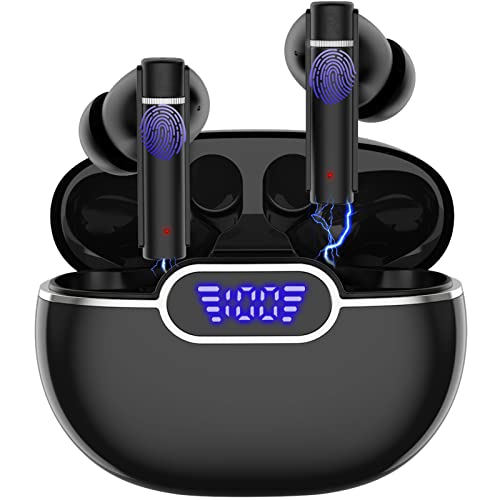 VVG Wireless Earbuds Bluetooth 5.3 Compatible with Iphone & Android,Deep Bass Clear Call Noise Cancelling with 4 Mic HiFi Stereo Sound Bluetooth Earbuds, 56H Playtime Sweat & water Resistant Earphones