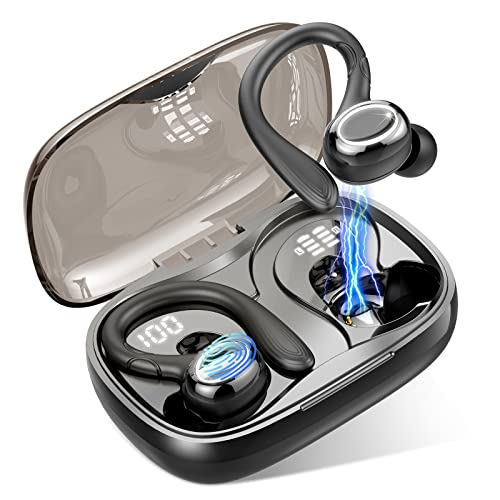 Wireless Earbud, Bluetooth 5.3 Headphones with Sport Earhooks Bluetooth Earbud Over Ear with Immersive Sound, Wireless Earphones Dual LED Display, 48H Playtime, IP7 Waterproof, Noise Cancelling[2023]