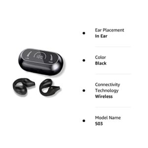 Tone Open Ear Headphones,Wireless Bluetooth Earbuds,Bone Conduction Headphones, Sport Earbuds,Bluetooth 5.3 Clip-on Earphones,Premium Sound, Noise Cancelling, 32 Hours Playtime with Case (Black)