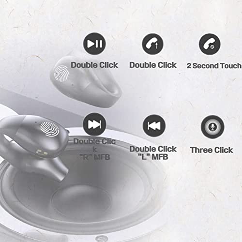 Tone Open Ear Headphones,Wireless Bluetooth Earbuds,Bone Conduction Headphones, Sport Earbuds,Bluetooth 5.3 Clip-on Earphones,Premium Sound, Noise Cancelling, 32 Hours Playtime with Case (Black)