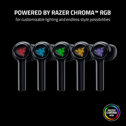 Razer Hammerhead True Wireless (2nd Gen) Bluetooth Gaming Earbuds: Chroma RGB Lighting -60ms Low-Latency- Active Noise Cancellation - Dual Environmental Noise Cancelling Microphones- Classic Black