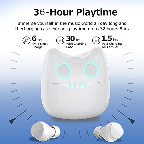 Wireless Earbuds for Kids, Wireless Headphones with Cute Panda Charging Case with Mic, Noise Cancelling,Typ-C Charging, 3D Stereo Waterproof Bluetooth ear buds for Sport & Outwork,3 x ear caps(S,M,L)