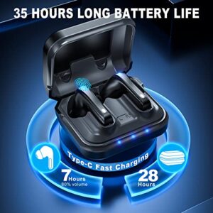 Wireless Earbuds,Bluetooth Headphones,IPX5 Waterproof and Smart Touch Control in-Ear Earphones with Mic for Android iOS Smart Phone Computer Laptop Sports GYM Driving,V5.3 with AAC CVC,35H Playtime