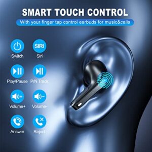 Wireless Earbuds,Bluetooth Headphones,IPX5 Waterproof and Smart Touch Control in-Ear Earphones with Mic for Android iOS Smart Phone Computer Laptop Sports GYM Driving,V5.3 with AAC CVC,35H Playtime