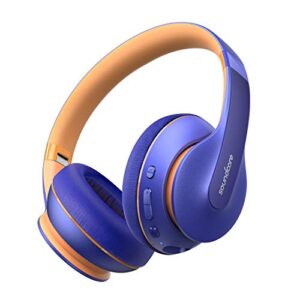 anker soundcore life q10 wireless bluetooth headphones, over ear and foldable, hi-res certified sound, 60-hour playtime and fast usb-c charging, deep bass, aux input (blue) (a3032032)