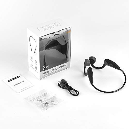 Bone Conduction Headphones Bluetooth 5.0 Open Ear Wireless Titanium HiFi Stereo with Mic Sweatproof Sports Headphones for Running Driving Cycling (Black)