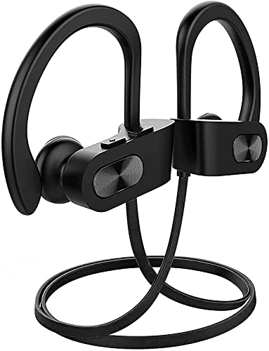 Bluetooth Headphones V5.0,Running Headphones w/16 Hrs Playtime, Bass+ HD Stereo Wireless Sports Earphones w/IPX7 Waterproof Earbuds in Ear for Workout, Gym w/CVC6.0 Noise Cancelling Mic Black