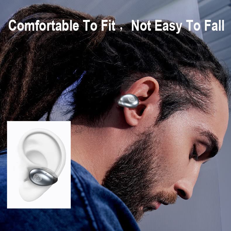 Wireless Ear Clip Bone Conduction Headphones Bluetooth Open Ear Earbuds Sport Wireless Earbuds with Earhooks Up to 16 Hours Playtime Earclip Waterproof Outer Ear Headphones for Android iPhone Windows