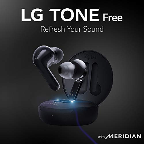 LG TONE Free FN6 - UVnano Kills 99.9% of Bacteria on Speaker Mesh True Wireless Bluetooth Earbuds with Meridian Sound, Dual Microphone, iPhone and Android Compatible, Wireless, Fast Charging, Black