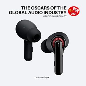 Wireless Earbuds, Tribit Qualcomm QCC3040 Bluetooth 5.2, 4 Mics CVC 8.0 Call Noise Reduction 50H Playtime Clear Calls Volume Control True Wireless Bluetooth Earbuds Earphones, FlyBuds C1 Black