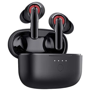 wireless earbuds, tribit qualcomm qcc3040 bluetooth 5.2, 4 mics cvc 8.0 call noise reduction 50h playtime clear calls volume control true wireless bluetooth earbuds earphones, flybuds c1 black