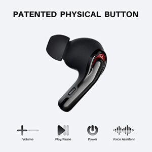 Wireless Earbuds, Tribit Qualcomm QCC3040 Bluetooth 5.2, 4 Mics CVC 8.0 Call Noise Reduction 50H Playtime Clear Calls Volume Control True Wireless Bluetooth Earbuds Earphones, FlyBuds C1 Black