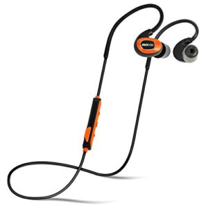 isotunes pro bluetooth earplug headphones, 27 db noise reduction rating, 10 hour battery, noise cancelling mic, osha compliant bluetooth hearing protector (safety orange)