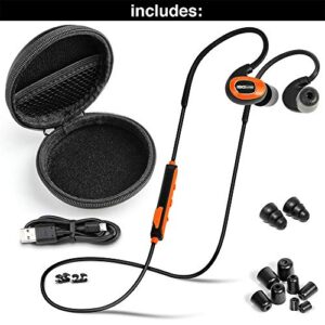 ISOtunes PRO Bluetooth Earplug Headphones, 27 dB Noise Reduction Rating, 10 Hour Battery, Noise Cancelling Mic, OSHA Compliant Bluetooth Hearing Protector (Safety Orange)