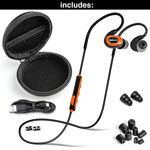 ISOtunes PRO Bluetooth Earplug Headphones, 27 dB Noise Reduction Rating, 10 Hour Battery, Noise Cancelling Mic, OSHA Compliant Bluetooth Hearing Protector (Safety Orange)