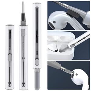 House Gem Airpods Cleaner Kit Multi-Function Cleaning Kit Pen for Airpod Pro 1 2 3 3-in-1 Design with Soft Brush High Density Sponge for Earbuds iPhone Bluetooth Headphone Earphone Case White