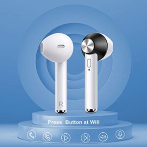 Bluetooth Headphones V5.3 True Wireless Earbuds Press Button Control 48H Earphones Aviation Aluminum Sound Chamber Stereo Headset Long Battery Life with LED Power Display & Built-in Mic for Phone