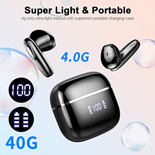 Wireless Earbud Bluetooth 5.3 Headphones 40H Playtime LED Power Display, Bluetoth Earbud Touch Control, Ear Bud in-Ear Earphones with Mic for Android iOS, Super Light & Portable, IP7 Waterproof