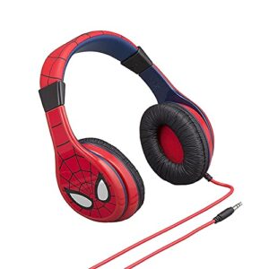 eKids Spiderman Kids Headphones, Adjustable Headband, Stereo Sound, 3.5Mm Jack, Wired, Tangle-Free, Volume Control, Childrens Headphones Over Ear for School Home, Travel