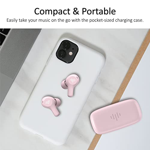 iLuv TB150 Small Ear Wireless Earbuds, Bluetooth 5.3, Built-in Microphone, 21 Hour Playtime, IPX6 Waterproof Protection, Compatible with Apple & Android, Includes Charging Case & 4 Ear Tips, Pink