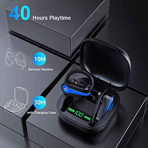 Wireless Earbuds, Bluetooth 5.1 Headphones Sport Wireless Earphones in Ear Noise Cancelling Earbuds with Mic Deep Bass Sports Earhooks IP7 Waterproof 40H Playtime Headset for Running Gym Sports