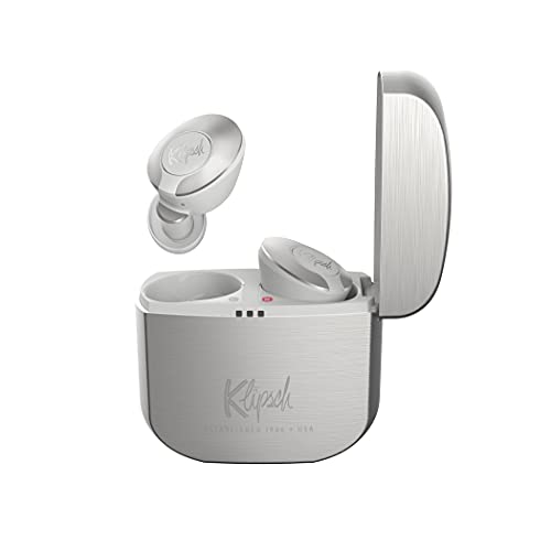 Klipsch T5 II True Wireless Bluetooth 5.0 Earphones in Silver with Transparency Mode, Beamforming Mics, Best Fitting Ear Tips, and 32 Hours of Battery Life in a Slim Charging Case