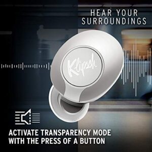 Klipsch T5 II True Wireless Bluetooth 5.0 Earphones in Silver with Transparency Mode, Beamforming Mics, Best Fitting Ear Tips, and 32 Hours of Battery Life in a Slim Charging Case