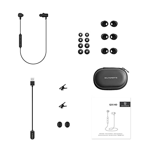 SoundPEATS Q35 HD Neckband Bluetooth Headphones IPX8 Waterproof Wireless Earphones for Sports in-Ear Stereo Bluetooth 5.0 Earbuds with Magnetic Charger Built-in Mic CVC 6.0 14 Hours Playtime