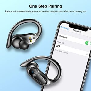 Wireless Earbud Rulefiss Bluetooth 5.3 Headphones with Dual LED Digital Display 42Hrs Playtime, IP7 Super Waterproof Running Headphones with Earhooks Stereo Sound Wireless Earphones with Mic[2022 New]