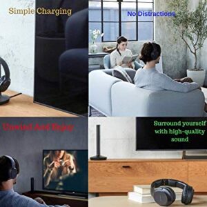 Sony Wireless Headphones for TV Watching (WHRF400R) with Transmitter Dock (TMRRF400) – 6-ft 3.5mm Stereo + NeeGo RCA Plug Y-Adapter for TV (Renewed)