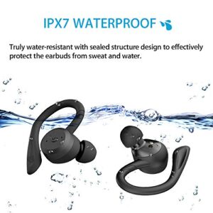 APEKX Sport in-Ear TWS Headphone True Wireless Bluetooth 5.1 Sports Earphone, IPX7 Waterproof Stereo Sound, Built-in Mic Earphones for Sports Gym Workouts(Black)