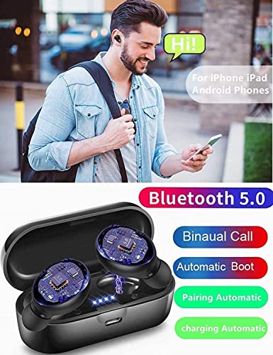 Hoseili 2023 new editionBluetooth Headphones.Bluetooth 5.0 Wireless Earphones in-Ear Stereo Sound Microphone Mini Wireless Earbuds with Headphones and Portable Charging Case for iOS Android PC. XG23