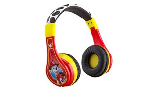 ekids paw patrol kids bluetooth headphones, wireless headphones with microphone includes aux cord, volume reduced kids foldable headphones for school, home, or travel