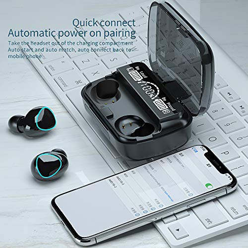 Wireless Earbuds, Bluetooth 5.1 Earphones Auto Pairing Bluetooth Headphones True Wireless Stereo HiFi Headphones for Running Sports in-Ear with Smart LED Display Charging Case/Box