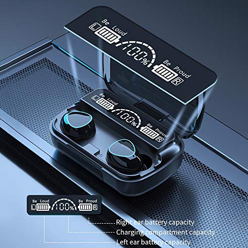 Wireless Earbuds, Bluetooth 5.1 Earphones Auto Pairing Bluetooth Headphones True Wireless Stereo HiFi Headphones for Running Sports in-Ear with Smart LED Display Charging Case/Box