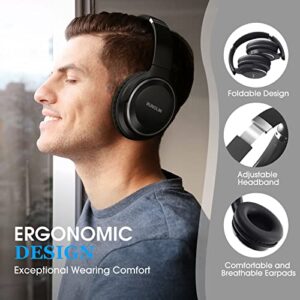 RUNOLIM Bluetooth Headphones Over Ear, 65 Hours Playtime Wireless Headphones with Microphone, Lightweight Foldable & Portable Stereo Bass Headsets for Smartphone, Tablet, Computer, TV, MP3/4