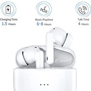 HISOOS Wireless Earbuds Bluetooth Active Noise Cancelling Headphone Wireless Ear Buds in-Ear Headphones with Charging Case IPX7 Waterproof Earphones for iPhone Android,Music Game Call (White)