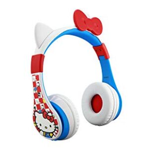 eKids Hello Kitty Kids Bluetooth Headphones, Wireless Headphones with Microphone Includes Aux Cord, Volume Reduced Kids Foldable Headphones for School, Home, or Travel