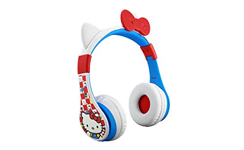 eKids Hello Kitty Kids Bluetooth Headphones, Wireless Headphones with Microphone Includes Aux Cord, Volume Reduced Kids Foldable Headphones for School, Home, or Travel