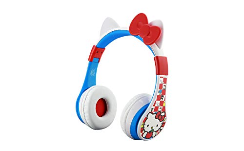 eKids Hello Kitty Kids Bluetooth Headphones, Wireless Headphones with Microphone Includes Aux Cord, Volume Reduced Kids Foldable Headphones for School, Home, or Travel