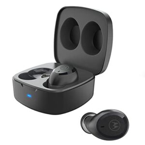 motorola moto buds 100 – true wireless bluetooth earbuds with microphone – lightweight, ipx5 water resistant, touch-control – comfort fit and clear sound – includes micro charging case – black